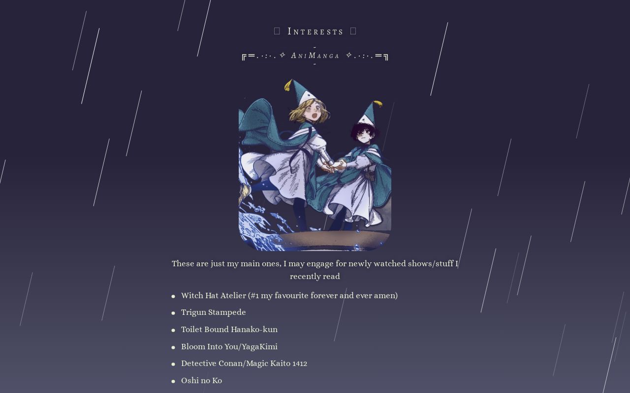 roy / ray 's carrd 🌟 - interests